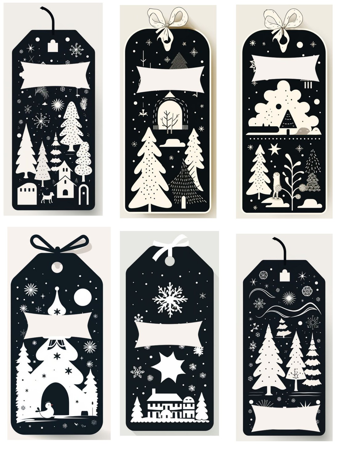 Christmas Gift Tags PDF & Google Docs Template: Black and White