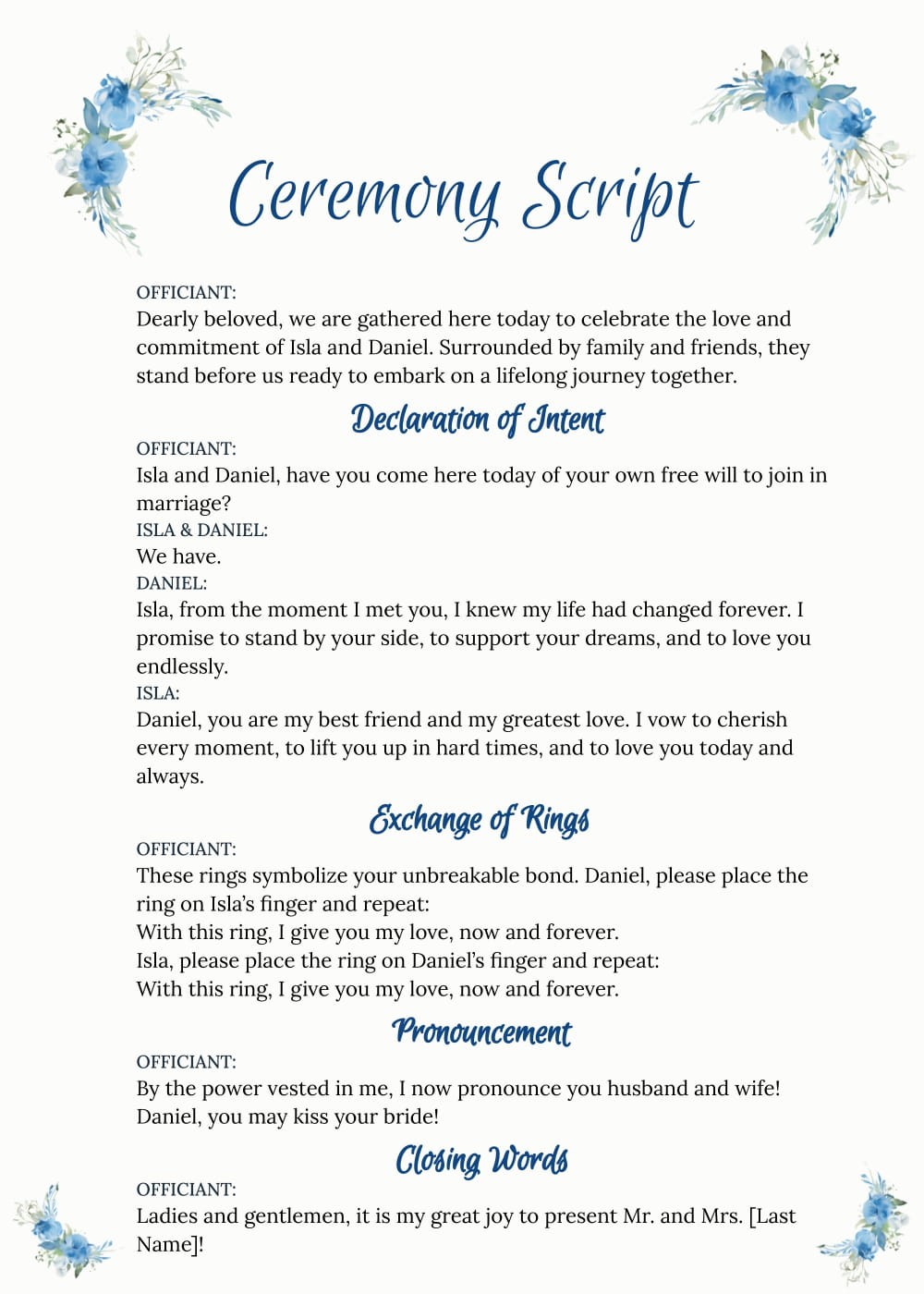 Free Watercolor Wedding Ceremony Script Template Google Docs Free Watercolor Wedding Ceremony Script Template Google Docs